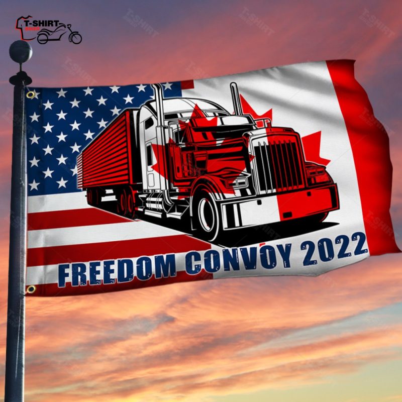 Freedom Convoy 2022 Version 2 Grommet Flag - TShirt Biker