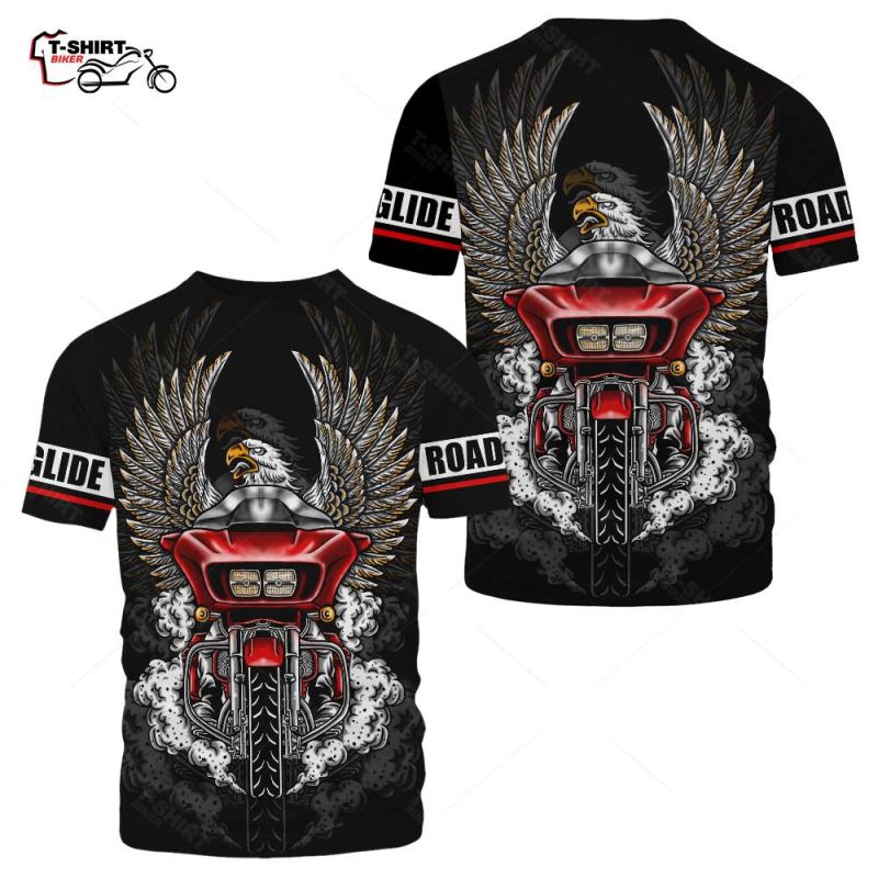 Road Glide Motorcycle Tri Glide Rider Red Eagle 3D All Over Printed T ...