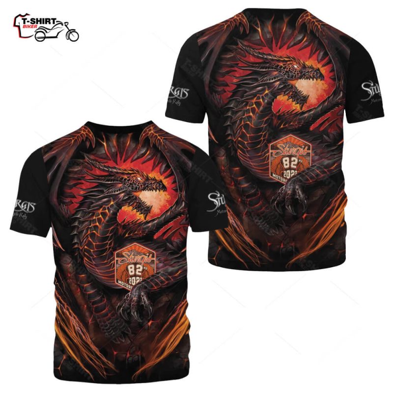 2022 Sturgis Motorcycle Rally Fire Dragon T-Shirt - TShirt Biker