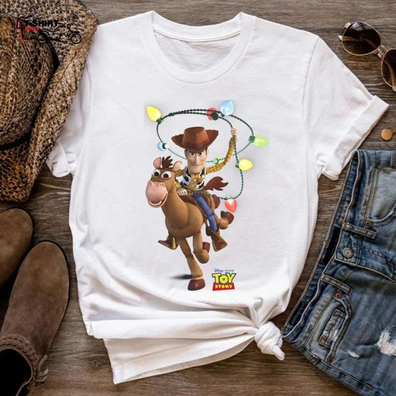 Woody Bullseye Christmas Lights T-Shirt Toy Story - TShirt Biker